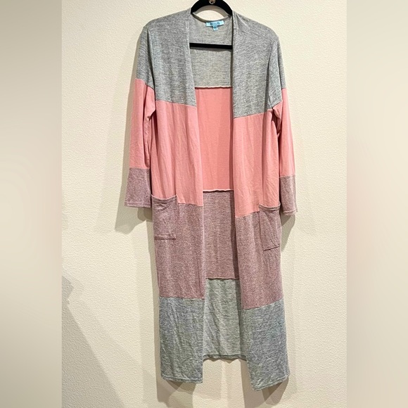 Sweaters | Ladies Pink And Gray Duster Cardigan | Poshmark